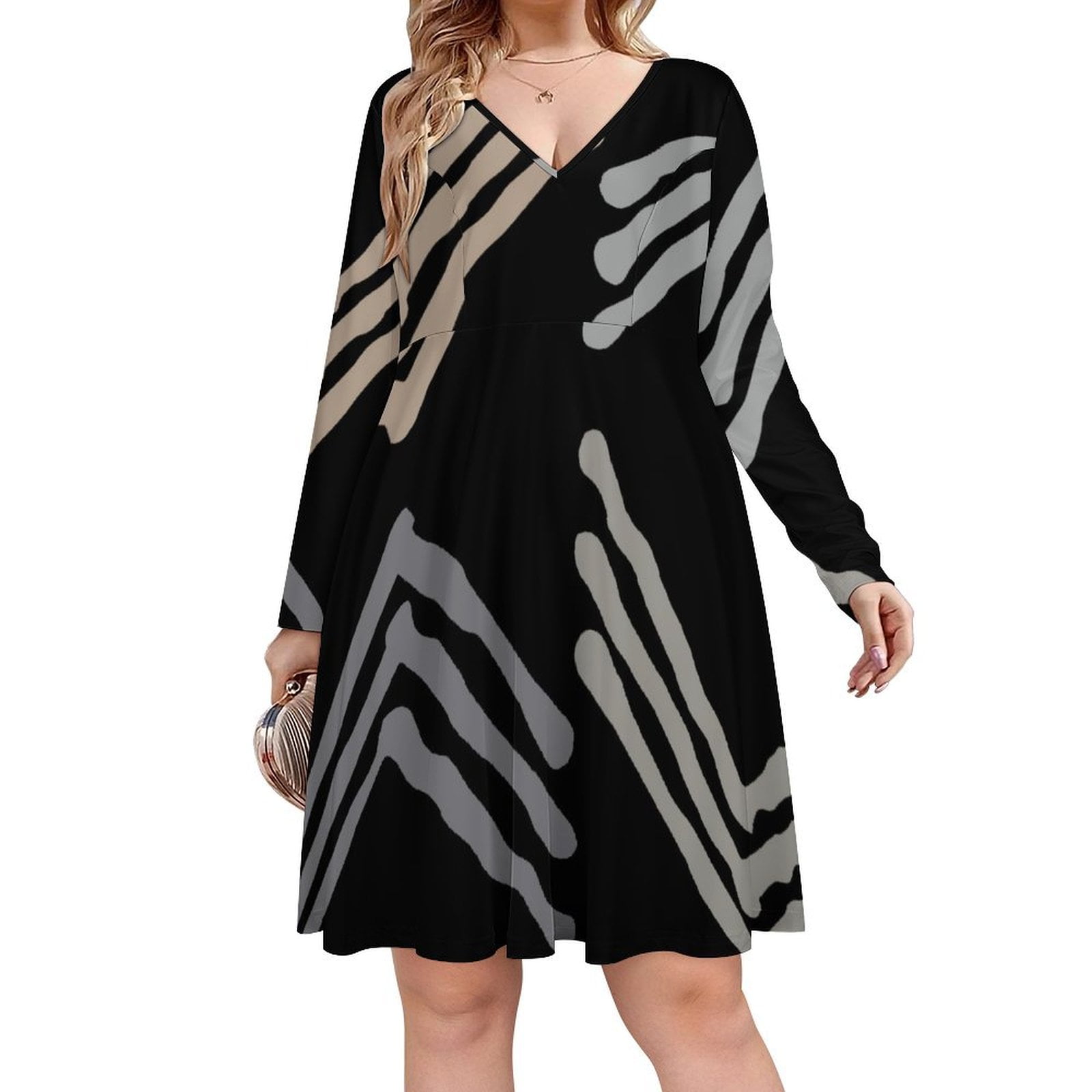 Arrow Chevron Symbol Black Arrows Long Sleeve Dresses For Women Vintage Elegant Party Dress ...