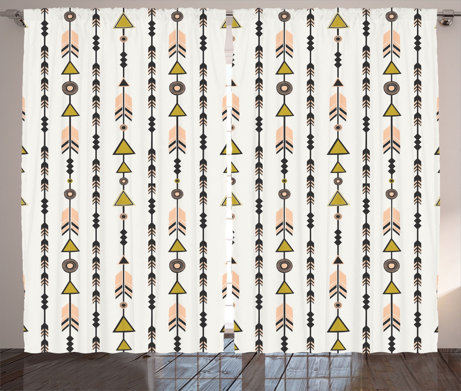 Ambesonne Arrow Curtains 2 Panel Set, Boho Retro Style, 108" x 90 ...