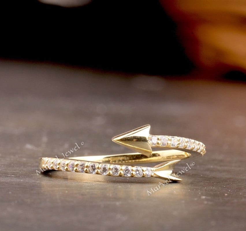 Arrow Diamond Ring, Bypass Diamond Ring, Open Cuff Adjustable Diamond ...