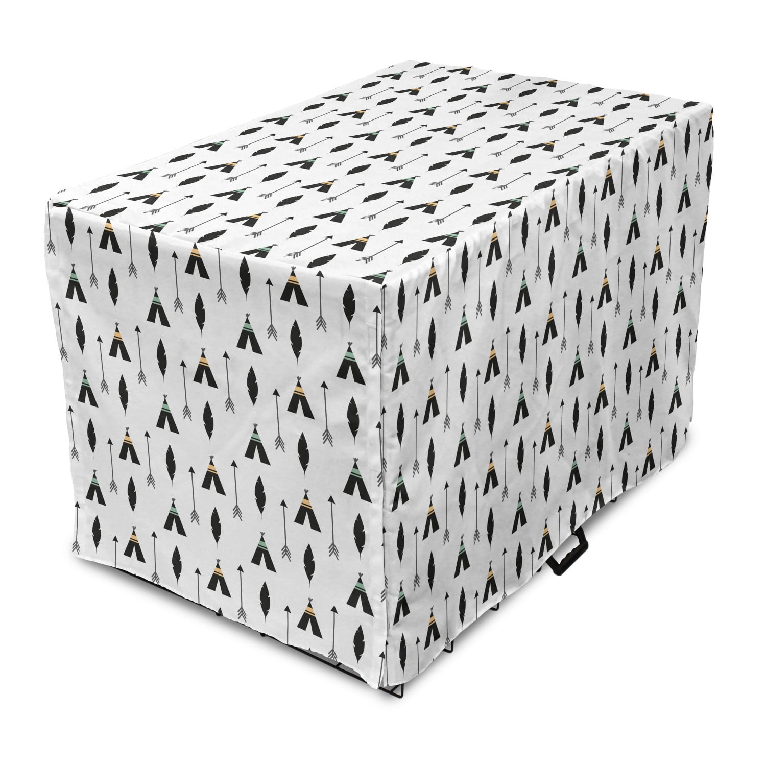 Arrow Dog Crate Cover, Native Inspired Triangular Shapes and Feathers ...