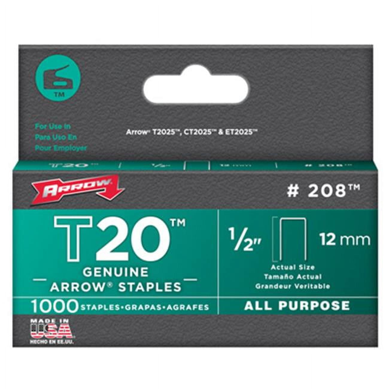 Arrow Fastener 208 1/2" T20 Staples - Walmart.com