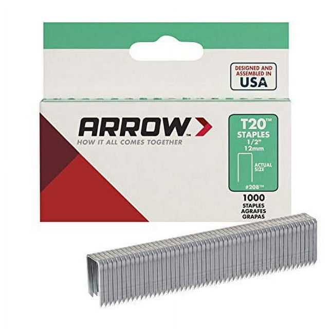 Arrow Fastener 208 T20 1/2-Inch Staples, Upholstery Stapler Gun, Crown ...