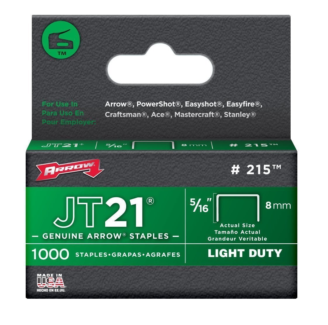 Arrow Fastener 215 5/16" JT21 Staples, 50-Pack - Walmart.com