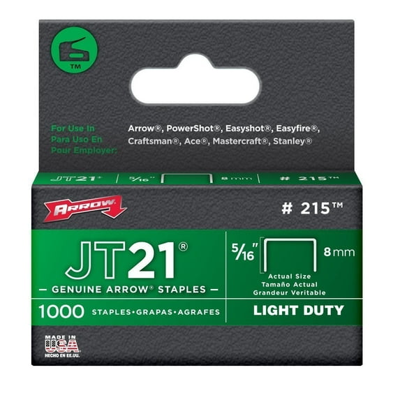 Arrow Fastener 215 5/16" JT21 Staples, 50-Pack - Walmart.com