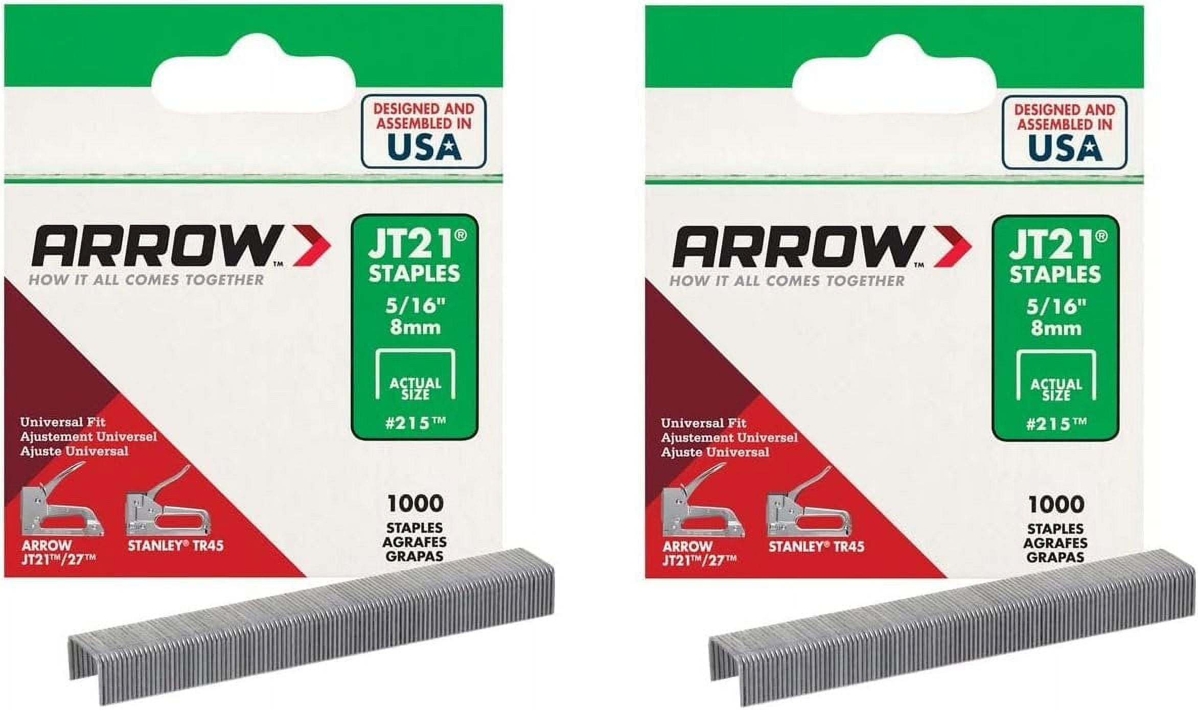 Arrow Fastener 215 Genuine JT21/T27 5/16-Inch Staples, 1,000-Pack - 2 ...