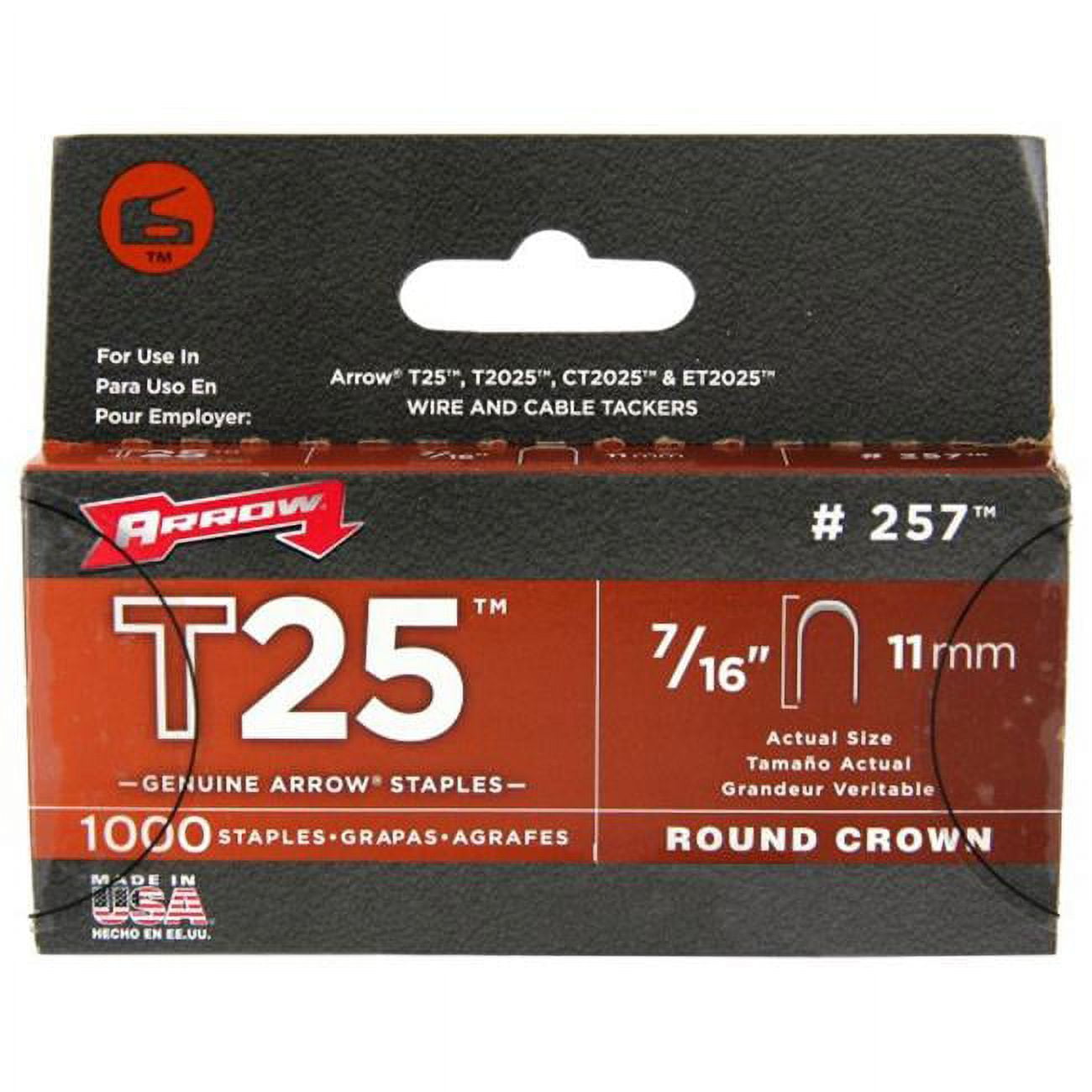 Arrow Fastener 257M 7/16" T25 Staple 1000 Count - Walmart.com