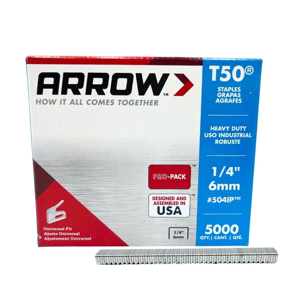 Arrow Fastener 504IP 1/4" T50 Staples 5000 Count - Walmart.com