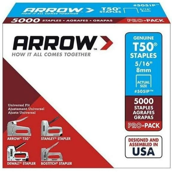Arrow Fastener 505IP 5/16" T50 Staples 5000 Count - Walmart.com