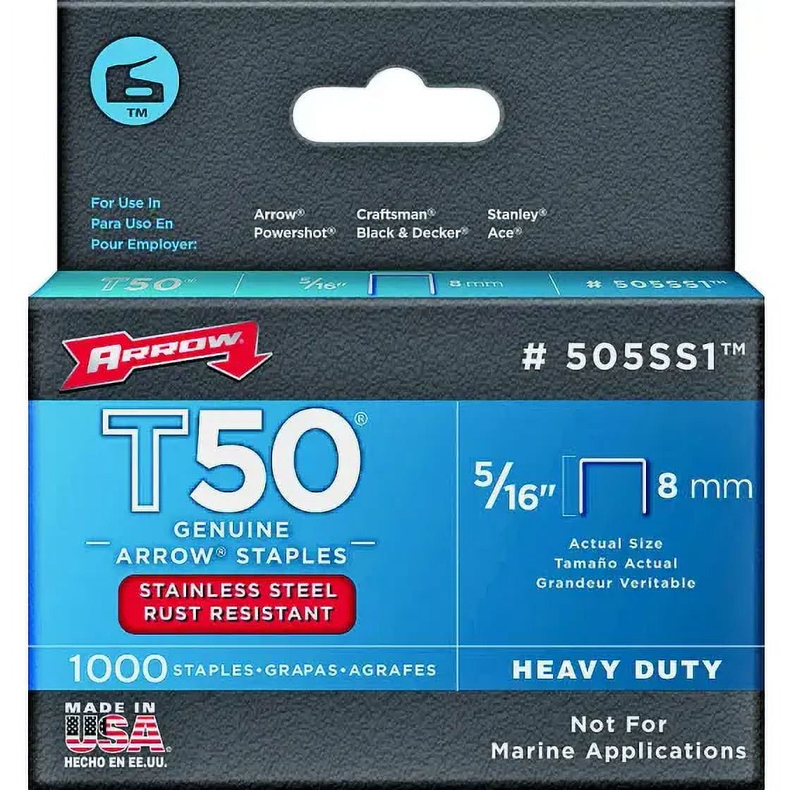 T50 Heavy Duty Staples 0.31" Leg, 0.38" Crown, Steel, 1,250/Pack ...