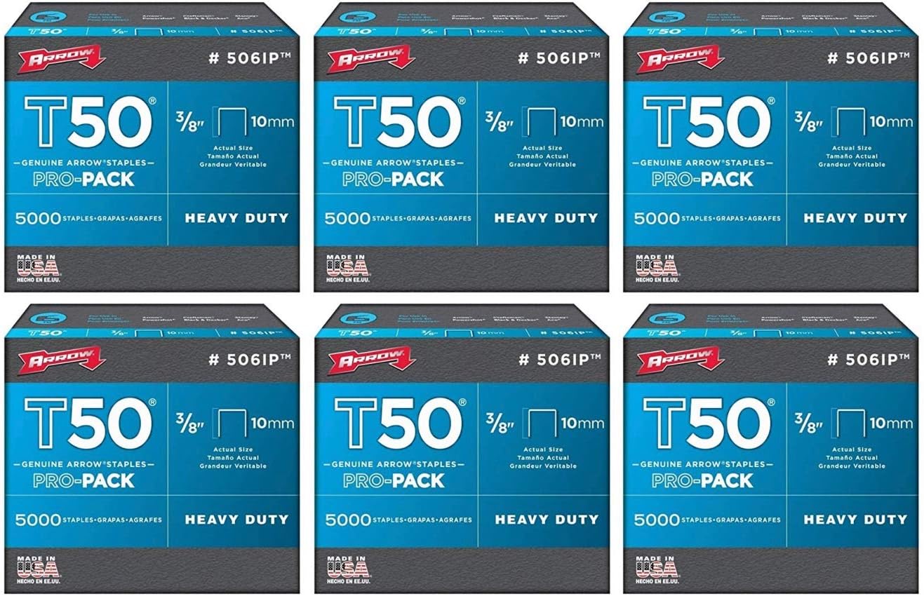 Arrow Fastener 506IP 3/8" T50 Staples, 6-Pack - Walmart.com
