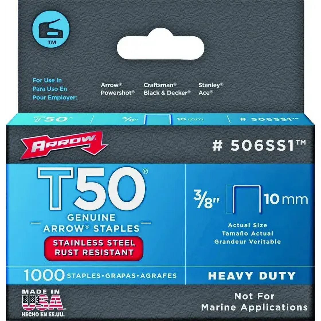 Arrow Fastener 506SS1 3/8 Inch Stainless Steel Staples, Each - Walmart.com