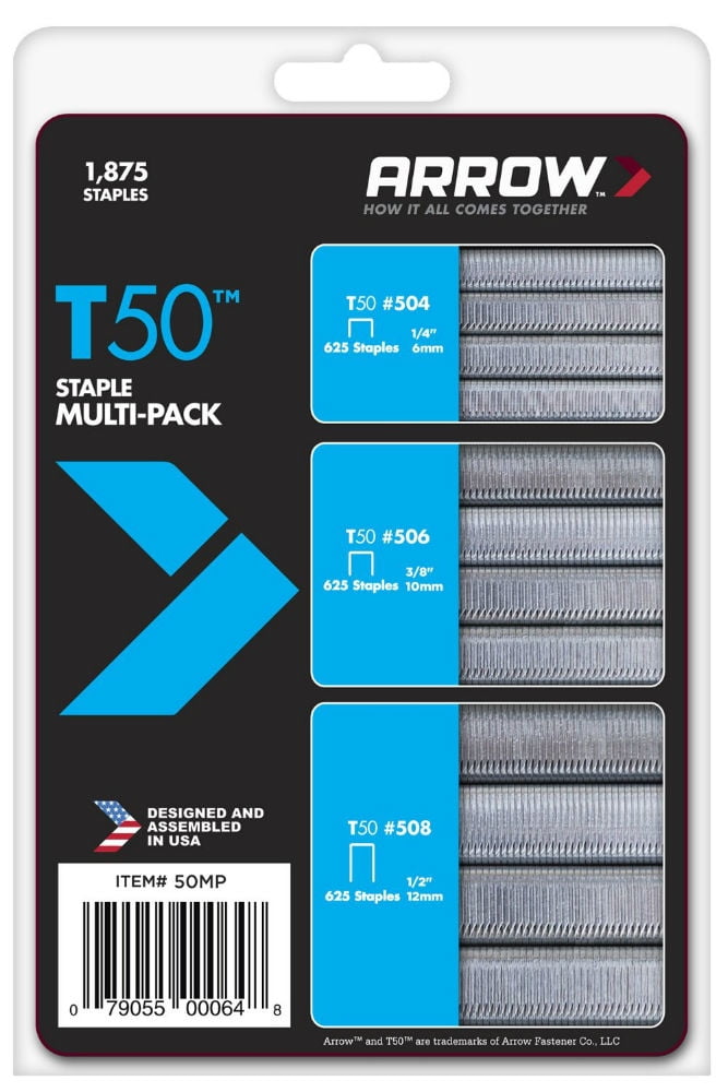 Arrow Fastener 50MP T50 Staple Multi-Pack, 1875-Count, Each - Walmart.com