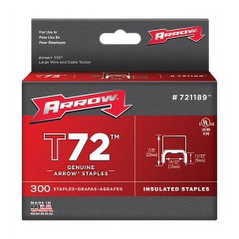 Arrow Fastener - 721189 T72 Wide Crown Insulated Staples, 3/4 in. W x 7 ...