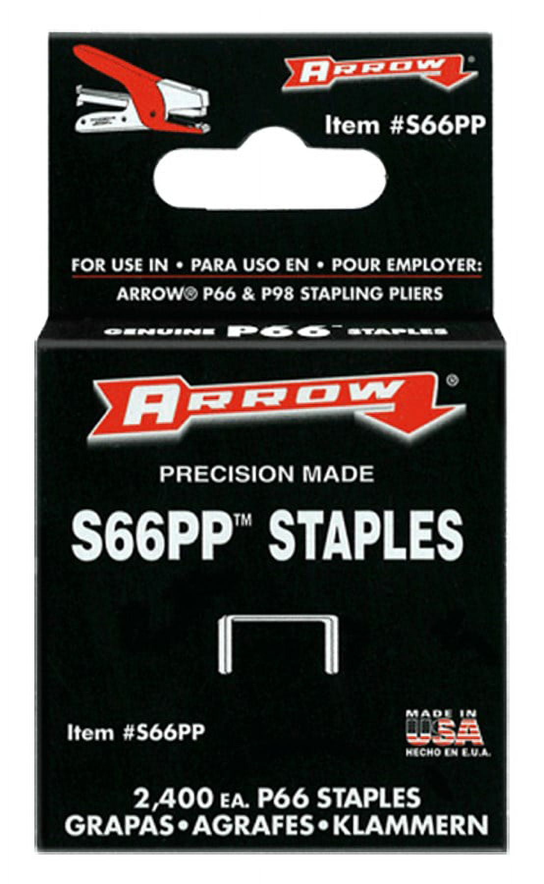 Arrow Fastener S66PP 1/4" Staples 2,400 Pack for Arrow Stapler, Half ...