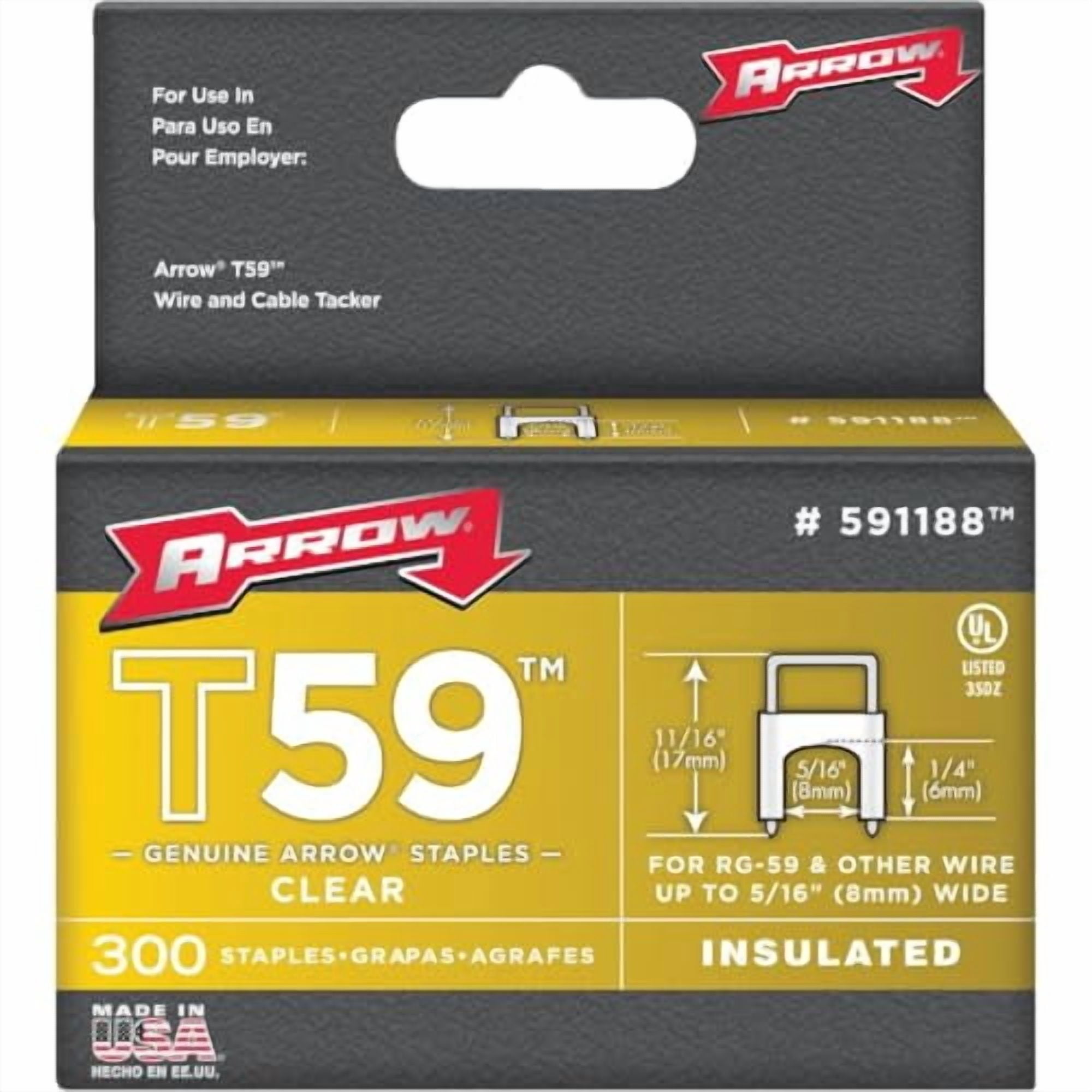 Arrow Fastener T59 Collated Staples - Insulated, 5/16 in, 300 Pack ...