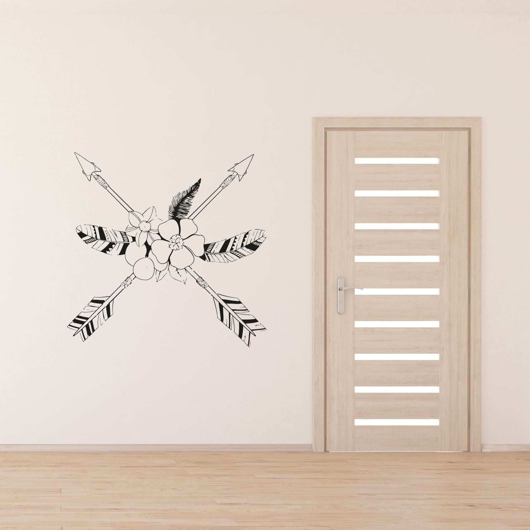 Arrow Feather Flower Boho Arch Abstract Modern Bohemian Accent Wall ...