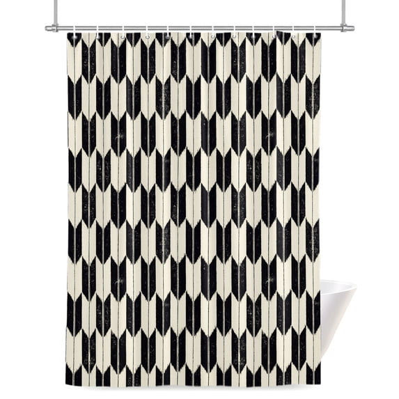 Arrow Feathers Shower Curtain, Retro Black Beige Arrow Feather ...