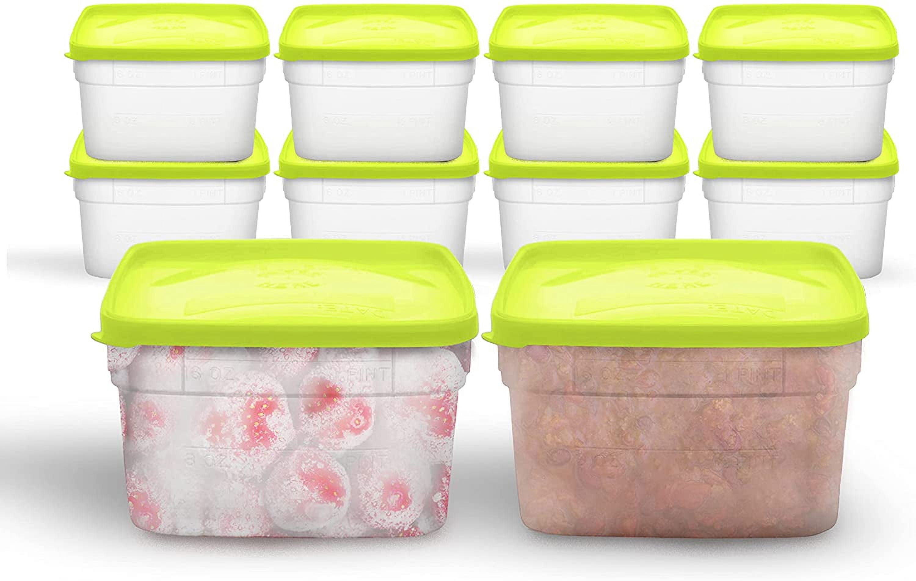 Arrow Freezer Containers 1 Pint - 10 pk with Lids Reusable Plastic Food ...
