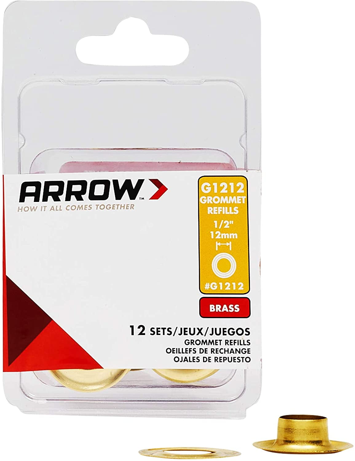 Arrow G1212 Rust-Resistant Brass Plated Grommet Refills (Set of 12), 1/ ...