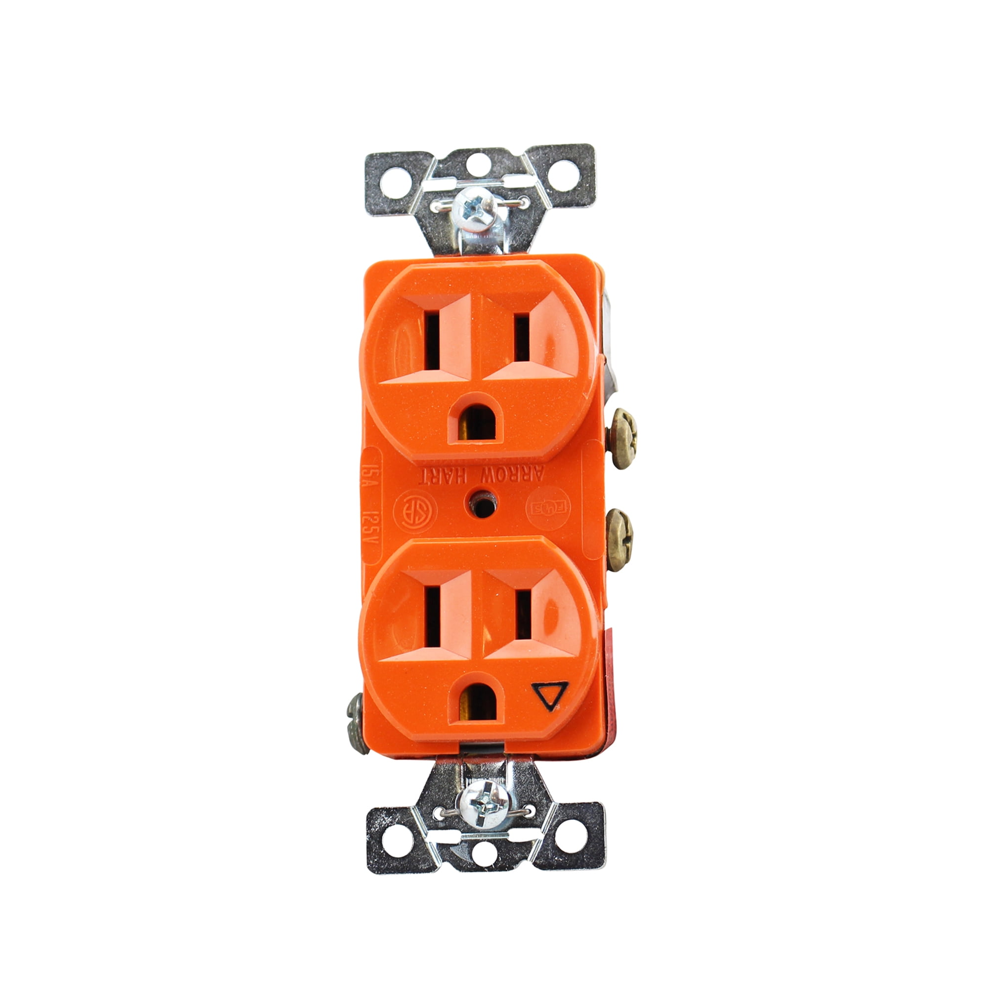 Arrow Hart IG5262 Duplex Receptacle 15A 125V Nema 5-15R, Orange (10 ...
