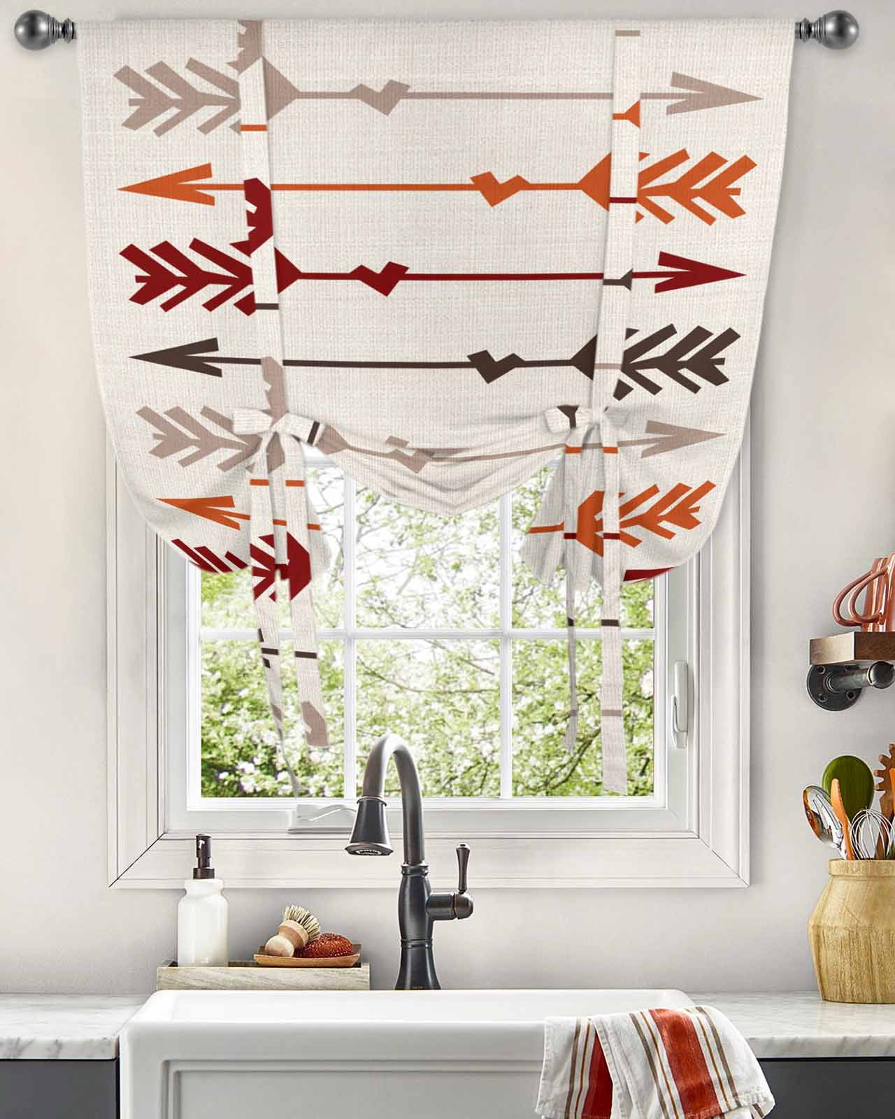 Arrow Indian Retro Window Curtains Tie Up Curtains for Kitchen Living ...