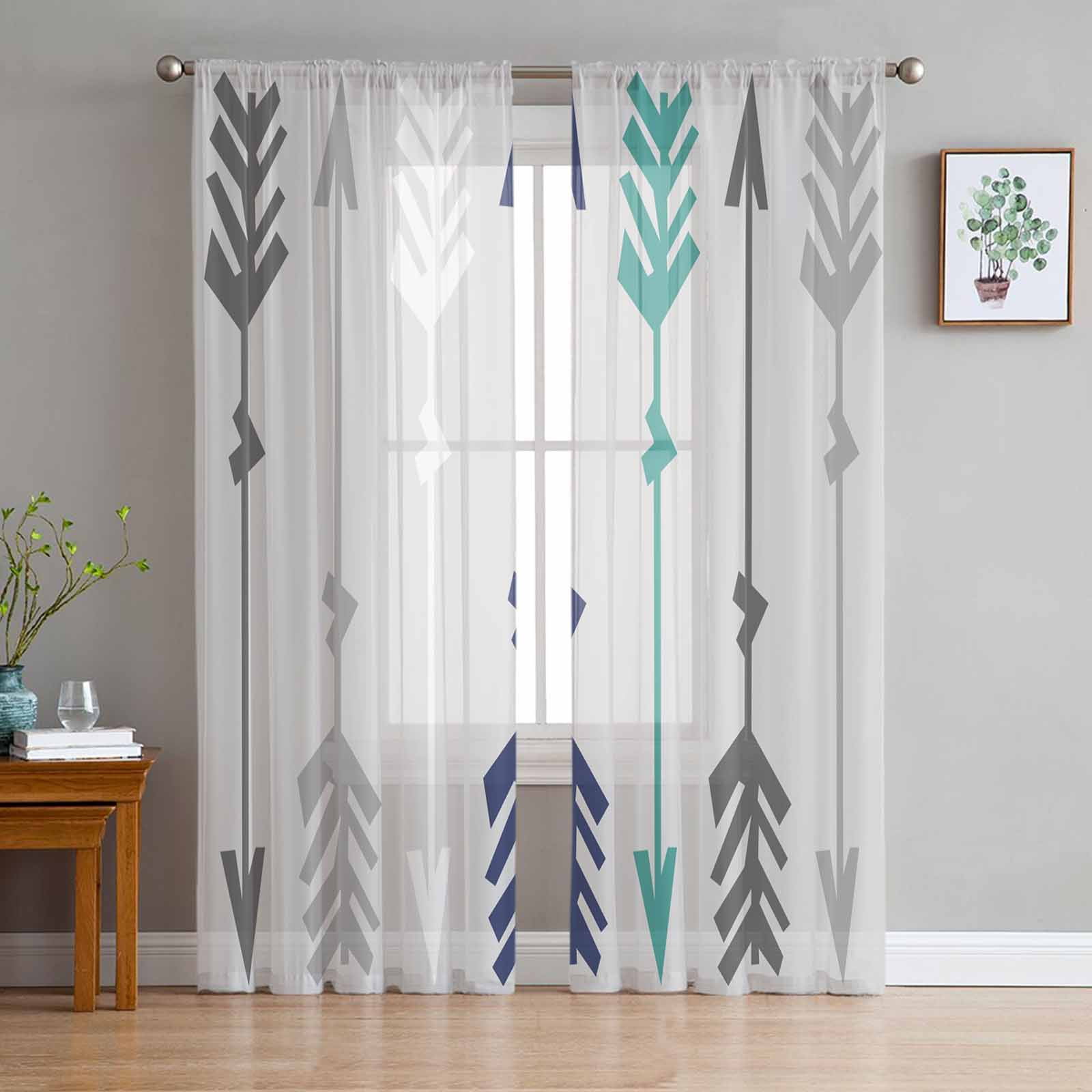 Arrow Indian Retro Window Tulle Curtains for Living Room Kitchen Modern ...