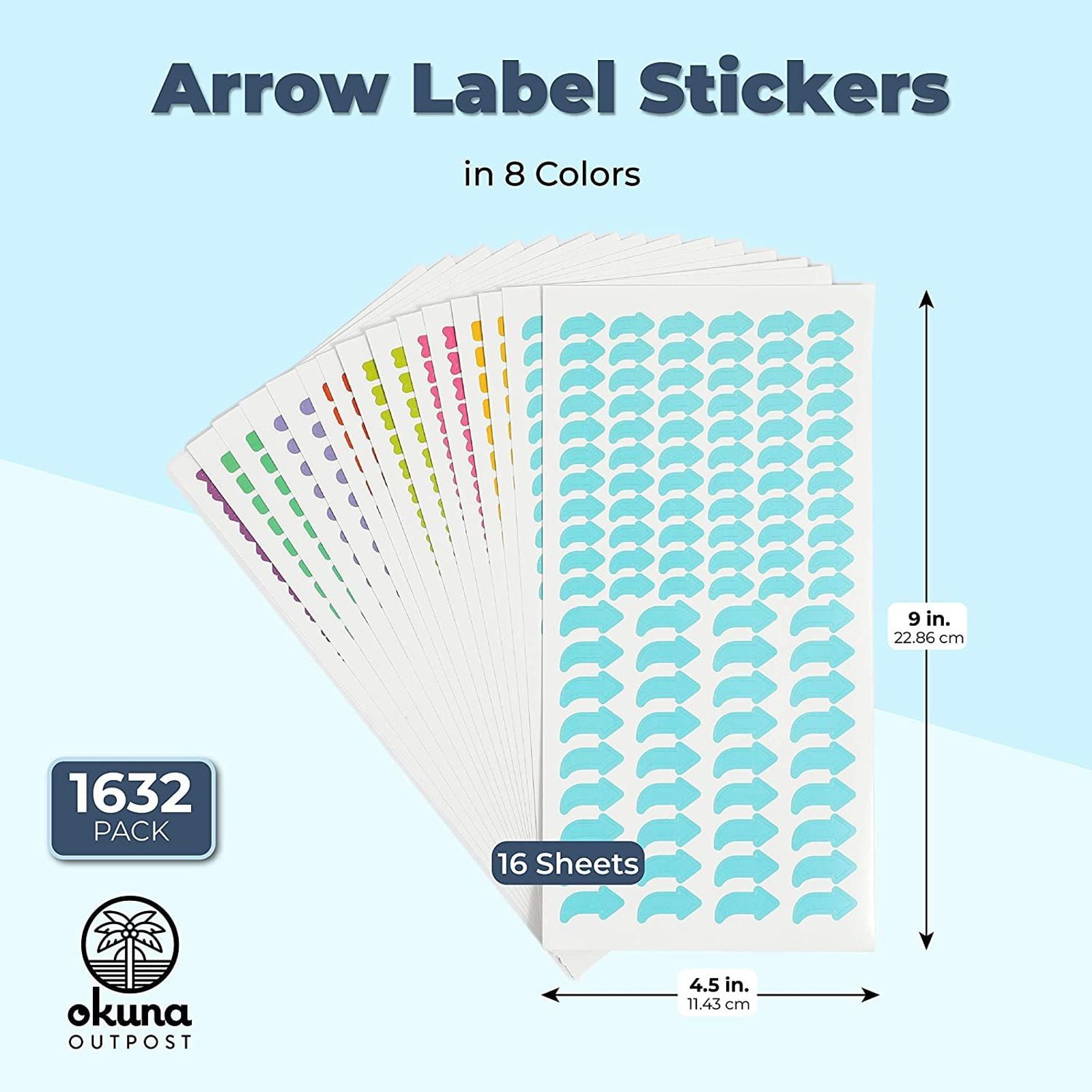 Arrow Label Stickers in 8 Colors (16 Sheets, 1632 Pieces) - Walmart.com