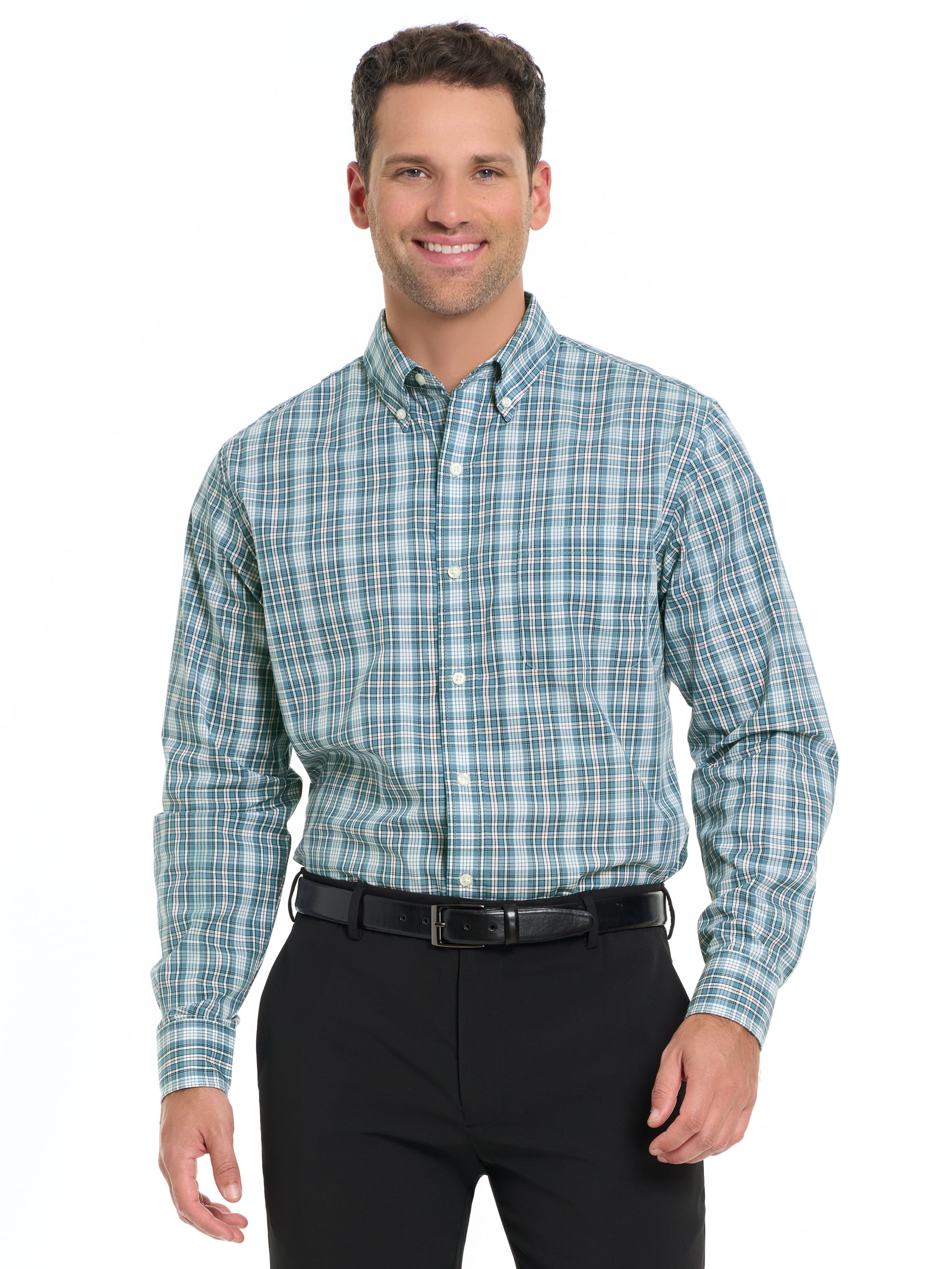 Arrow Men's Hamilton Plaid Dress Shirt - Cotton Blend - Long Sleeves ...