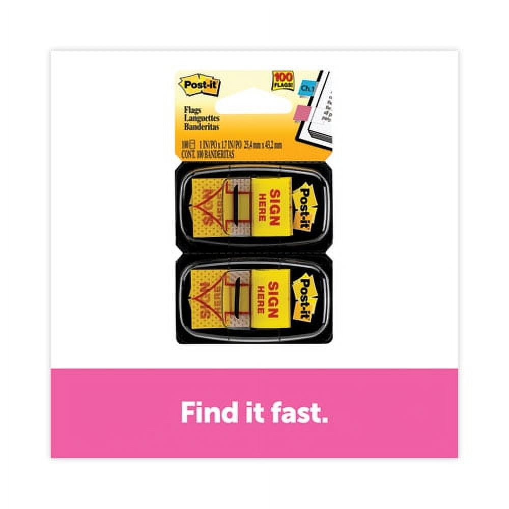 Arrow Message 1" Page Flags, "Sign Here", Yellow, 50 Flags/Dispenser, 2 ...