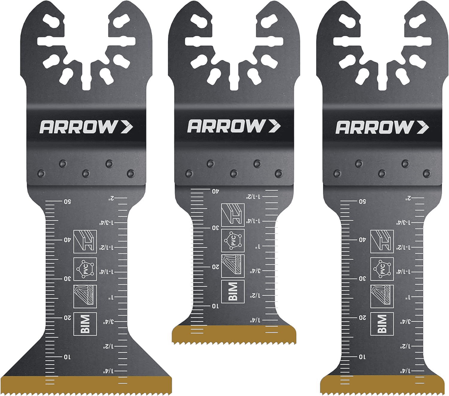 Arrow OSC201VP-3 Titanium Metal/Wood Variety Pack Oscillating Tool ...