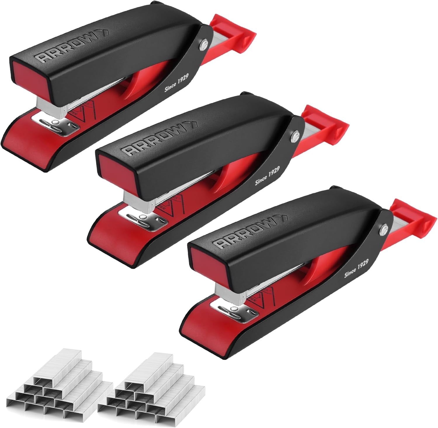 Arrow Office Stapler Set, 25 Sheet Capacity Metal Desk Staplers with ...