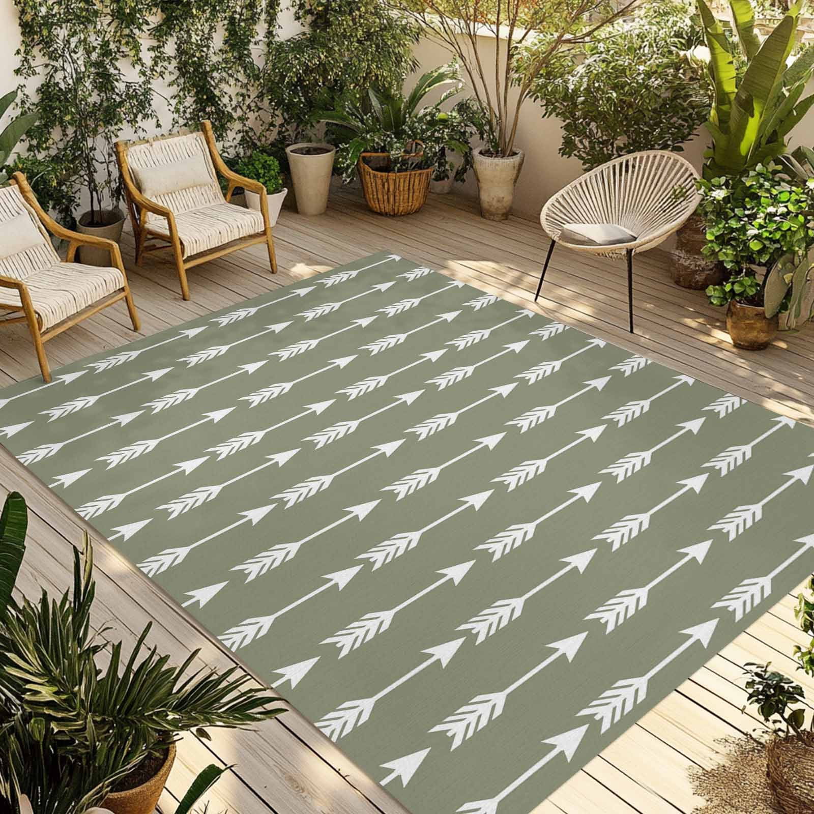 Arrow Outdoor Rug, Abstract Rustic Western Tribal Geometric Arrow Sage ...