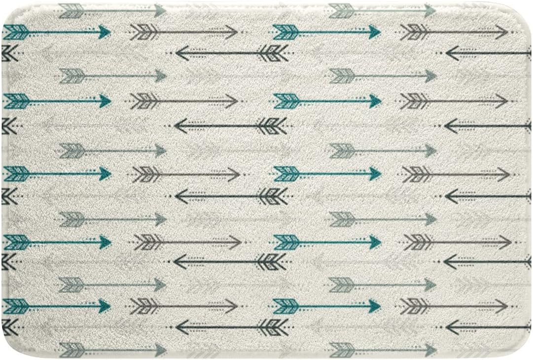 Arrow Pattern Bathroom Rug Mat,18"x30" Green Gray White Plush Bathroom ...