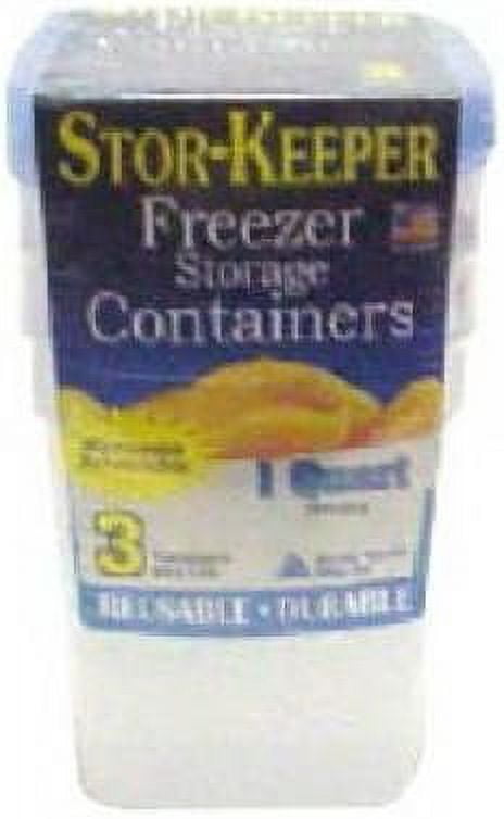 Arrow Plastic 00044 3 Pack 1 Qt Stor-Keeper Freezer Storage Containers ...