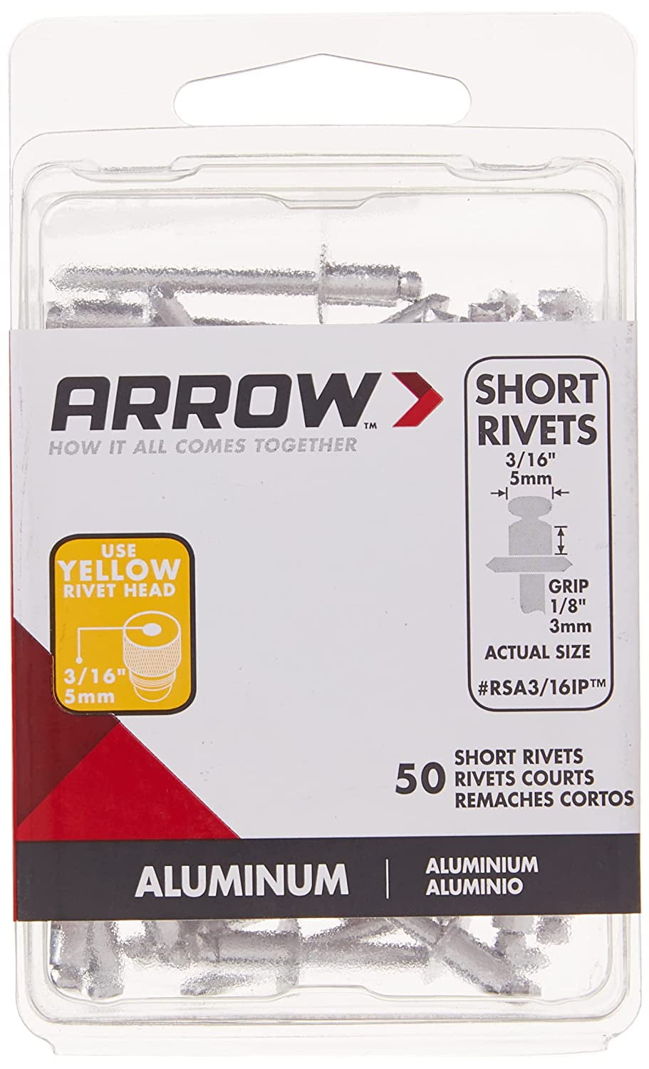 Arrow RSA3/16IP 50 Pack Short Aluminum 3/16" Rivets - Walmart.com