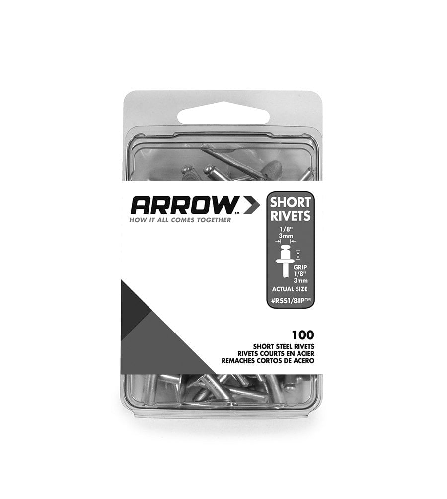 Arrow RSS1/8IP Short Steel Rivets, 100 Pack - Walmart.com