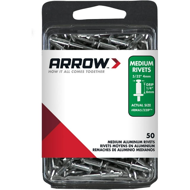 Arrow Rma5/32ip 5/32 Dia. 1/4 Grip Medium Aluminum Rivets 50 Count ...