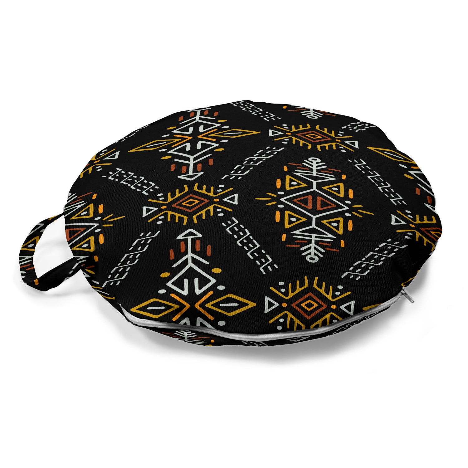 Arrow Round Floor Cushion with Handle, Native Inspired Indigenous ...
