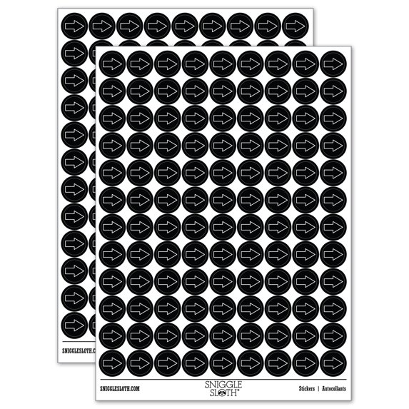 Arrow Rounded Corners Outline 200+ Round Stickers - Black - Gloss ...
