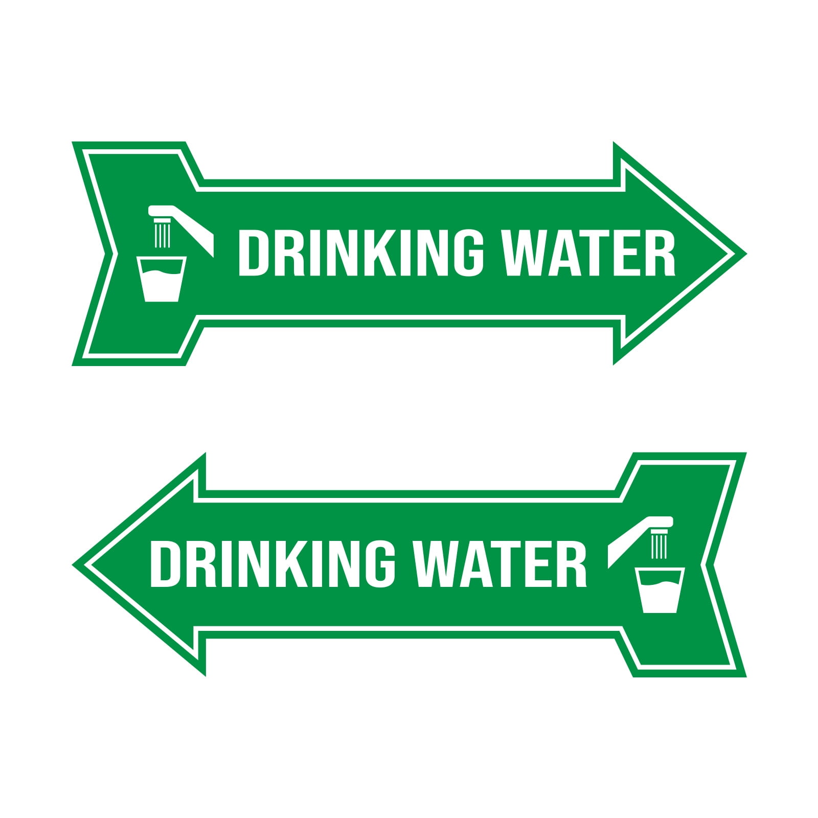 Arrow Shape Drinking Water Left & Right 12x4" Wall or Door Sign ...