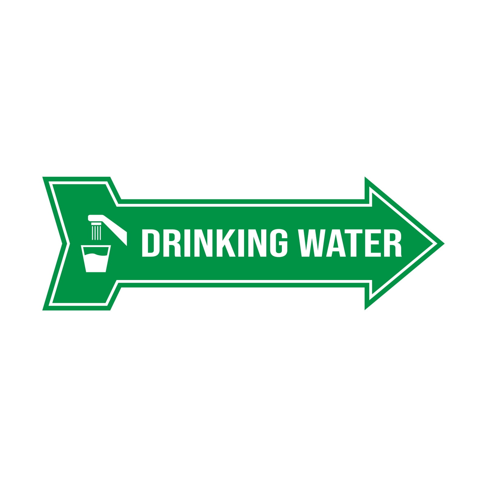 Arrow Shape Drinking Water Right 12x4" Wall or Door Sign | Public ...