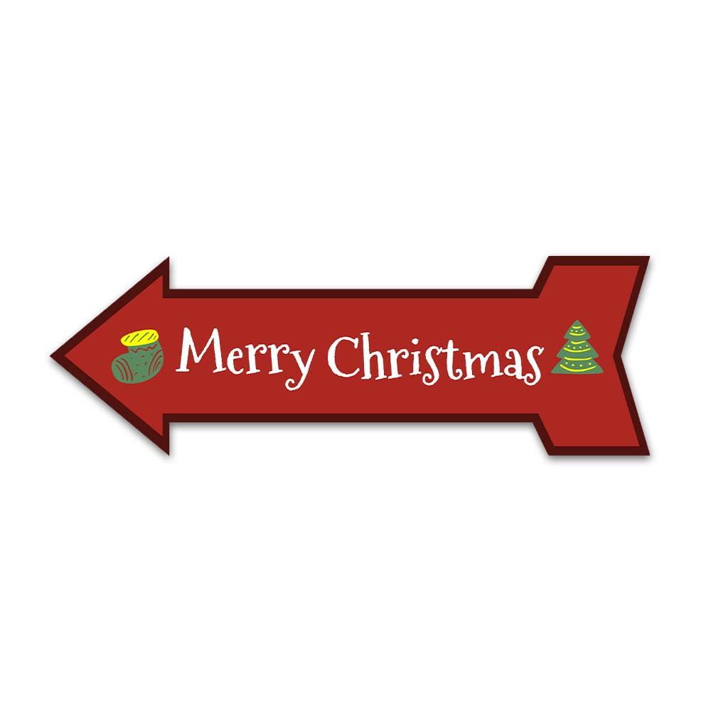 Arrow Shape Merry Christmas (Left) 12x4" Wall or Door Sign | Holiday ...