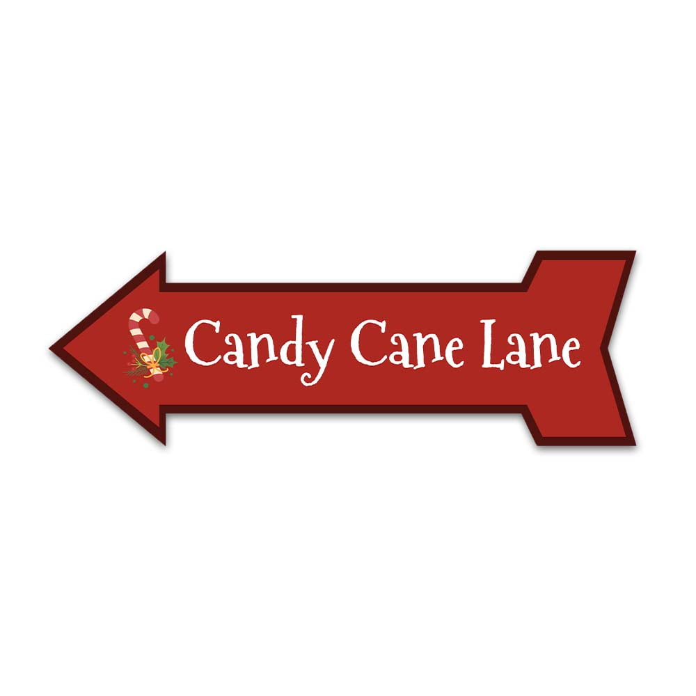 Arrow Shape Plus Candy Cane Lane (Left) 12x4" Wall or Door Sign ...