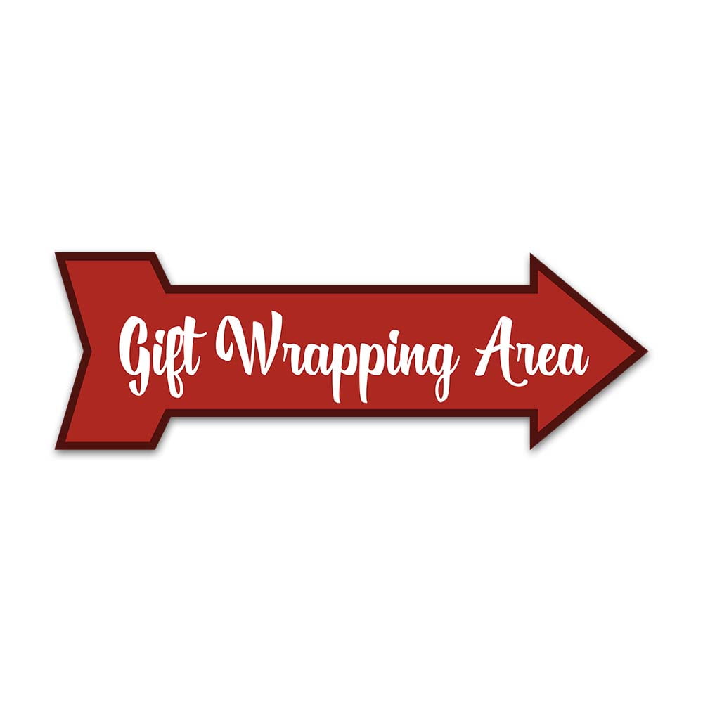 Arrow Shape Plus Gift Wrapping Area (Right) 12x4" Wall or Door Sign ...