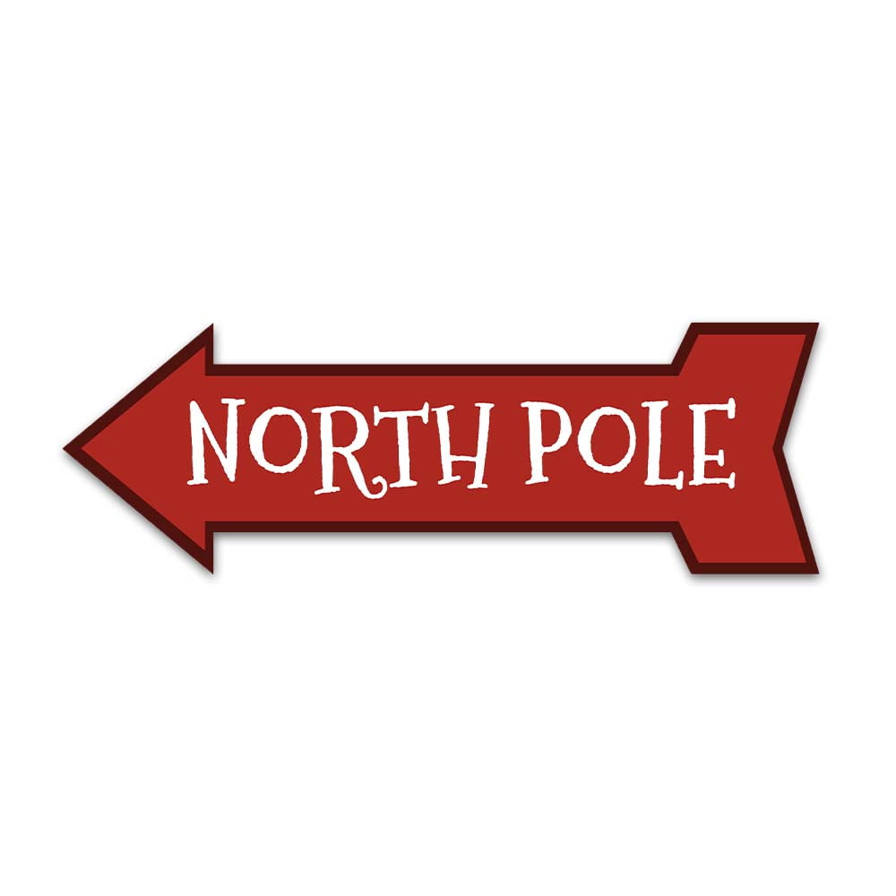 Arrow Shape Plus North Pole (Left) 12x4" Wall or Door Sign | Christmas Holiday Decoration ...