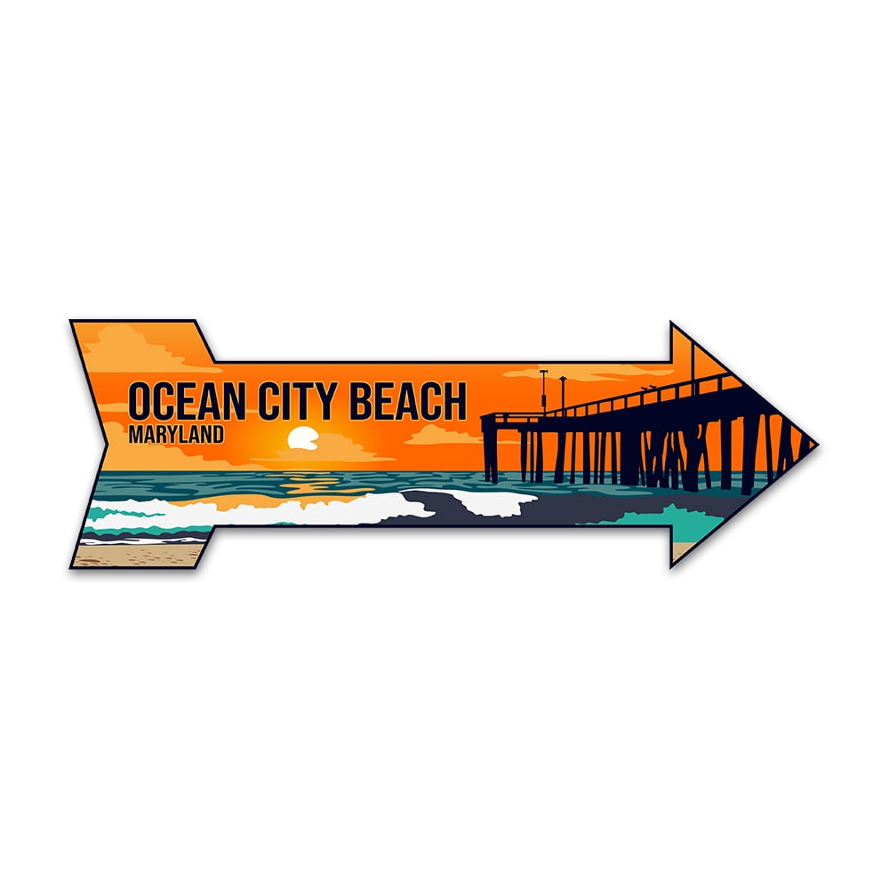 Arrow Shape Plus Ocean City Beach, Maryland 12x4" Wall or Door Sign ...