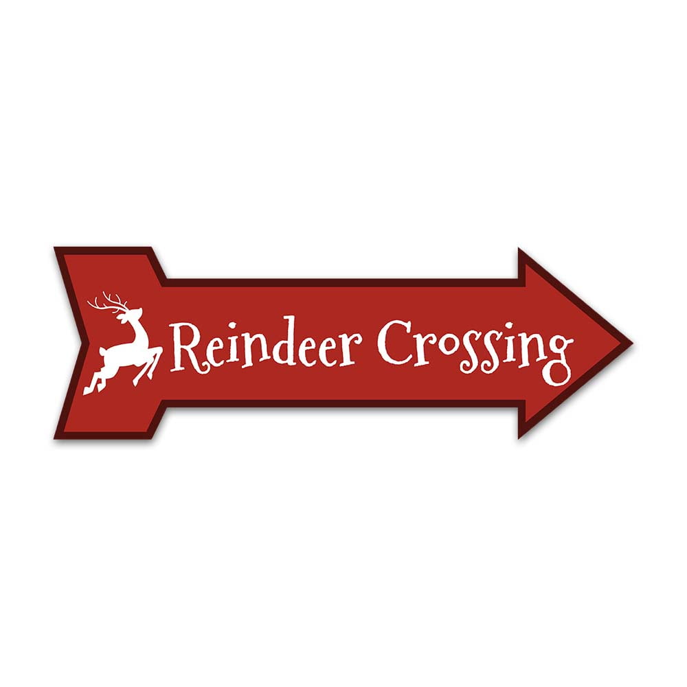 Arrow Shape Plus Reindeer Crossing (Right) 12x4" Wall or Door Sign ...