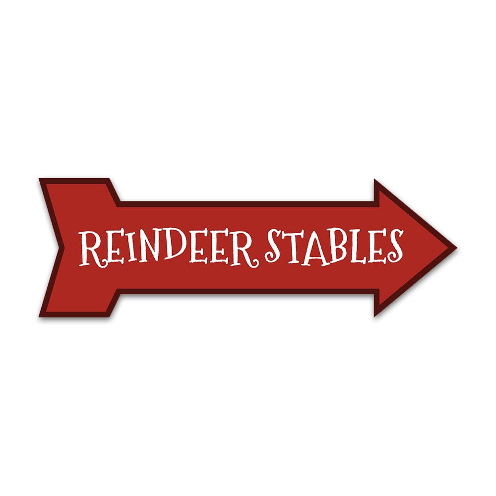 Arrow Shape Plus Reindeer Stables (Right) 12x4" Wall or Door Sign ...