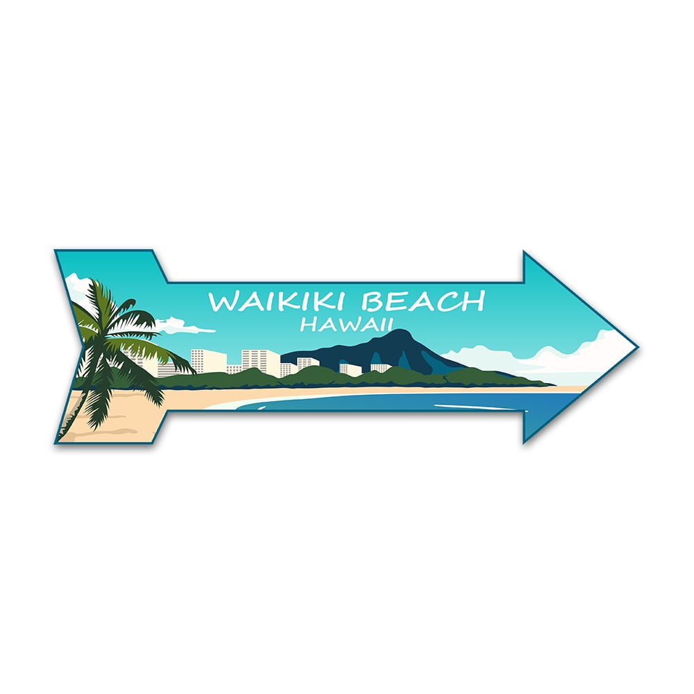 Arrow Shape Plus Waikiki Beach, Hawaii 12x4" Wall or Door Sign ...