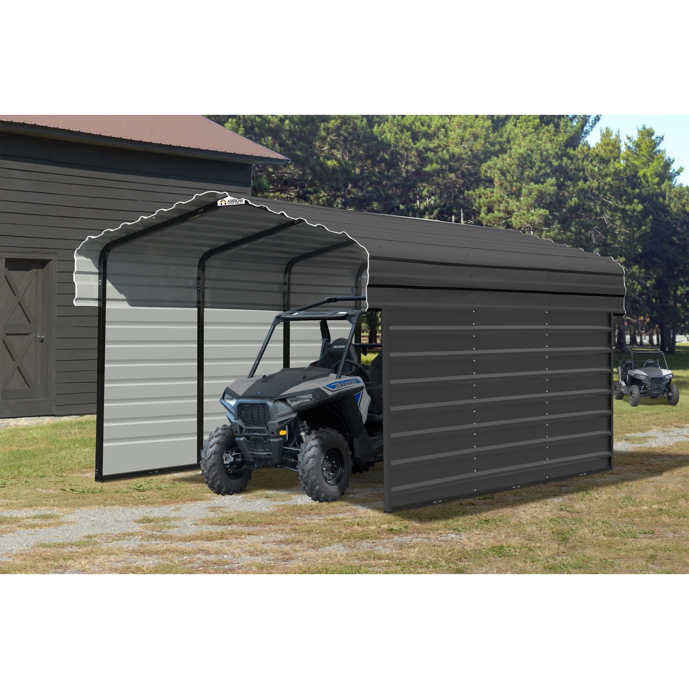 Arrow Steel Carport with 2 Side Wall Kits, 10X15x07 - Walmart.com